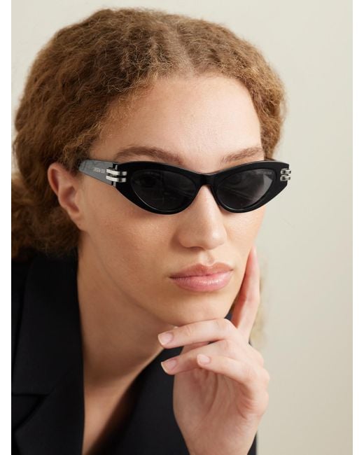 Dior Cdior B1U Cat-Eye Acetate And-Tone Sunglasses in Black | Lyst UK