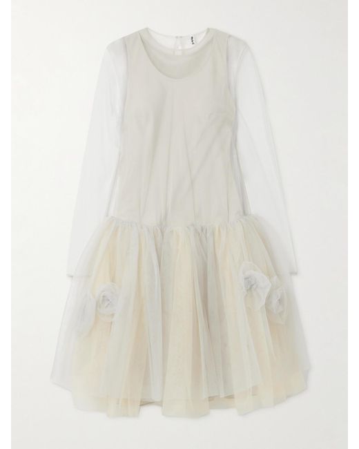 Molly Goddard Layered Ruffled Tulle Dress in White | Lyst