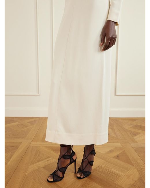 Aquazzura Fatal Attraction 105 Suede-Trimmed Mesh Sandals in White | Lyst UK