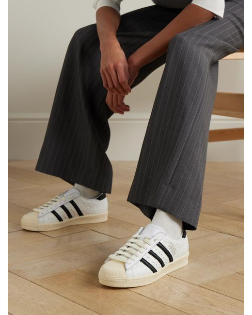 adidas Originals Superstar Vintage Ostrich-Effect Leather Sneakers in ...