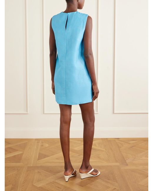 ALÉMAIS Lenny Embellished Printed Linen-Blend Mini Dress in Blue | Lyst UK