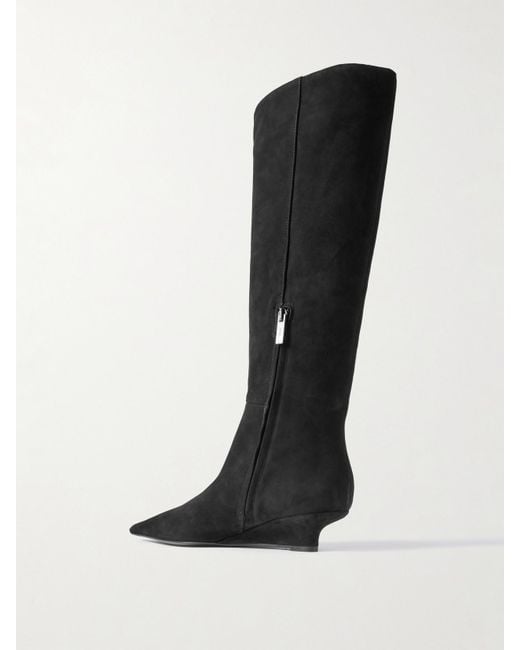 TOTEME Sharp Suede Knee Boots in Black | Lyst