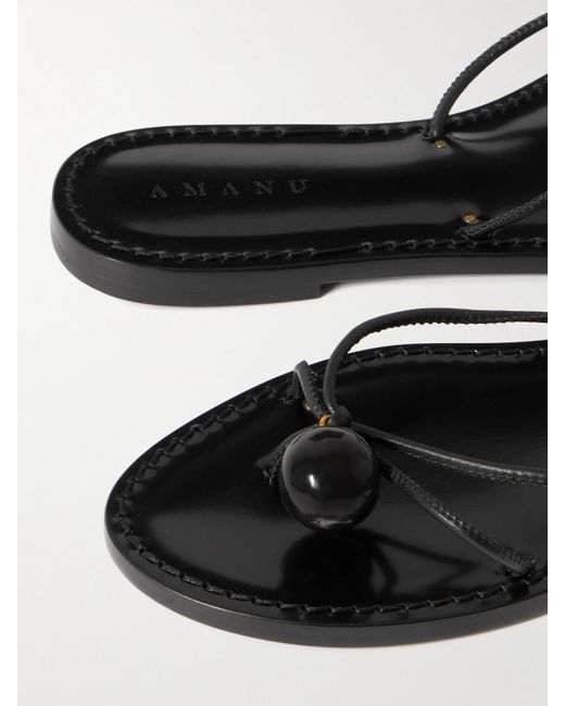 Amanu The Malawi Embellished Leather Sandals in White | Lyst