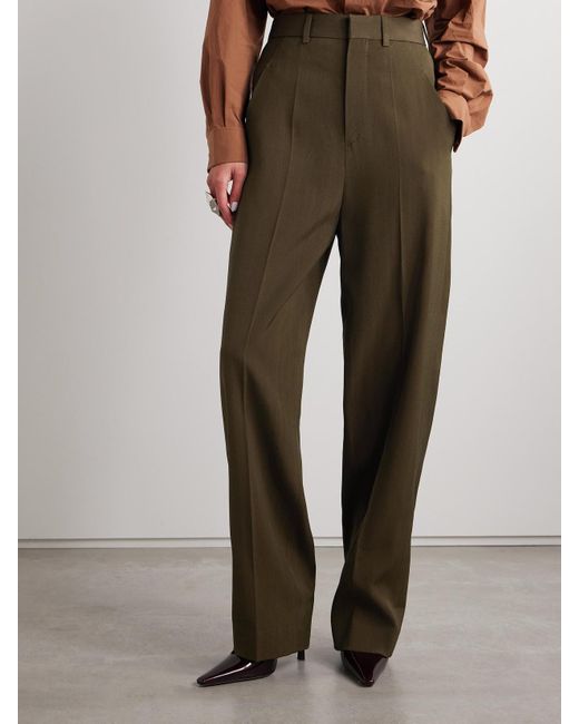 Petar Petrov The Big Spender Woven Wide-Leg Pants in Green | Lyst