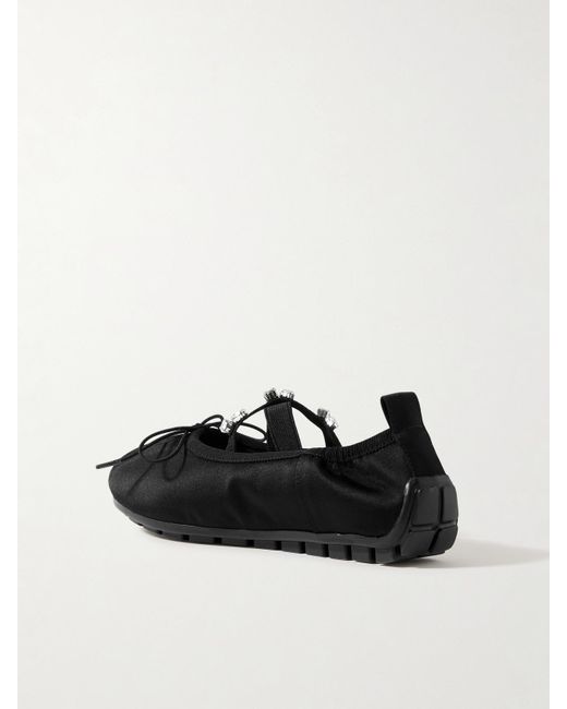 Simone Rocha Crystal-Embellished Pleated Shell Ballet Flats in Black | Lyst