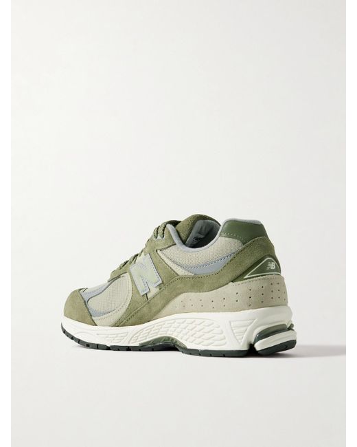 New Balance 2002R Leather-Trimmed Mesh And Suede Sneakers in Green | Lyst