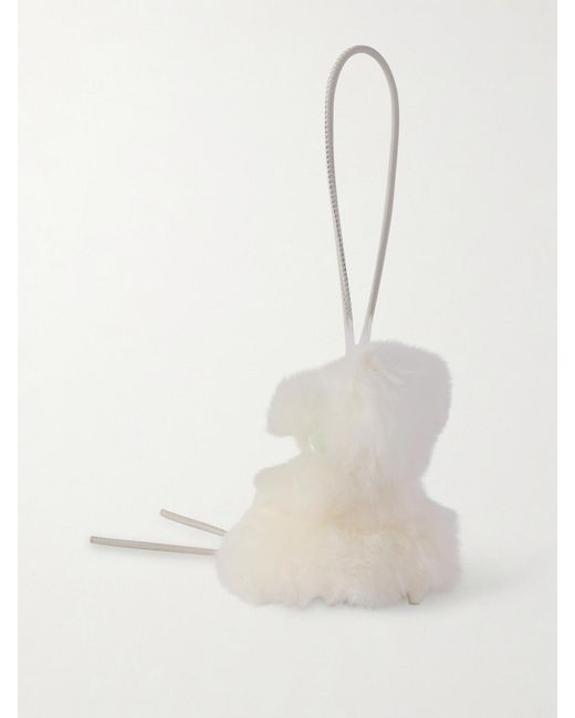 Loewe Bunny Puzz Shearling And Acetate Bag Charm in White | Lyst