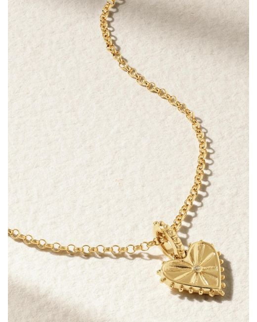 Marlo Laz Mini Dangling Heart 14-Karat Diamond Necklace in Natural ...