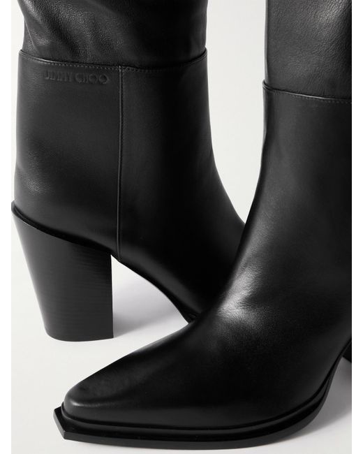 Jimmy Choo Cece 80 Leather Over-The-Knee Boots in Black | Lyst