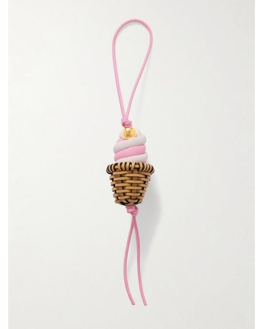Loewe Paula's Ibiza Ice Cream Leather And-Tone Bag Charm in White | Lyst
