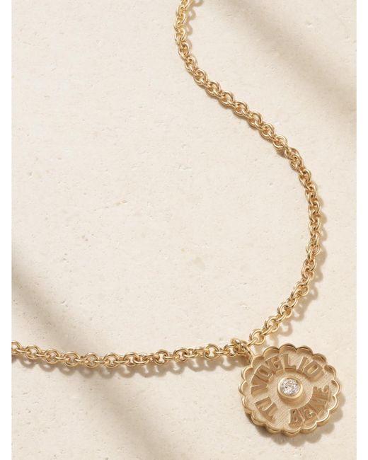 Marlo Laz Tvb Mini 14-Karat Diamond Necklace in Natural | Lyst