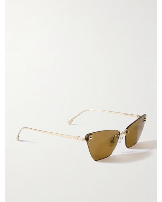 Fendi Rimless Cat-Eye Crystal-Embellished-Tone Sunglasses in Natural | Lyst