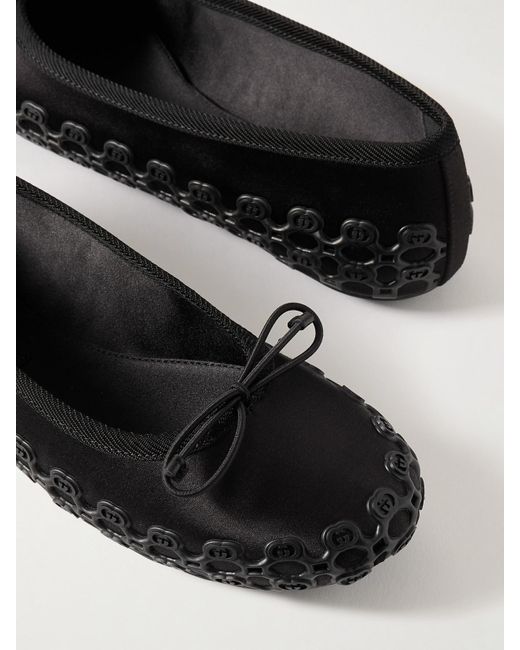 Gucci Rubber And Grosgrain-Trimmed Satin Ballet Flats in Black | Lyst