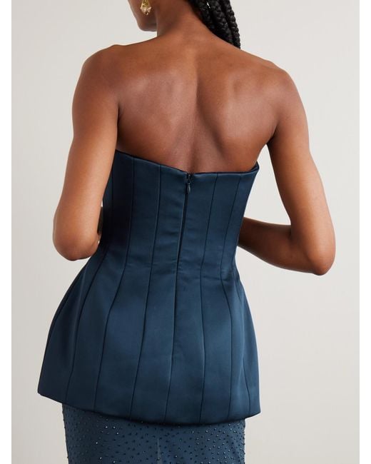 Rebecca Vallance Elivera Paneled Strapless Satin Top in Blue | Lyst UK
