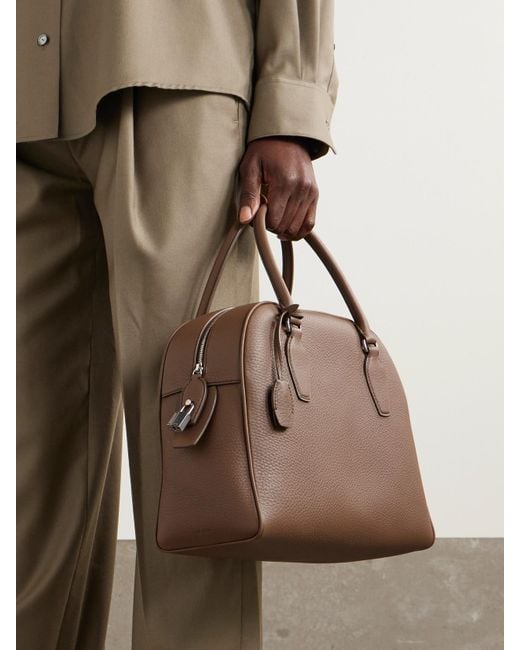 The Row India Textured-Leather Tote in Brown | Lyst UK