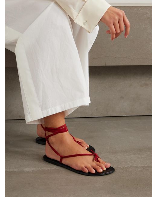 The Row Suede Sandals in Red | Lyst
