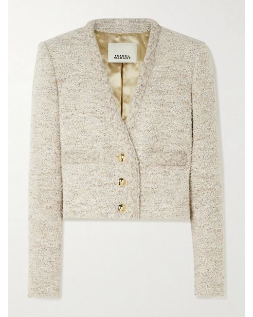 Isabel Marant Gwendoline Cropped Braided Tweed Jacket in Natural | Lyst UK