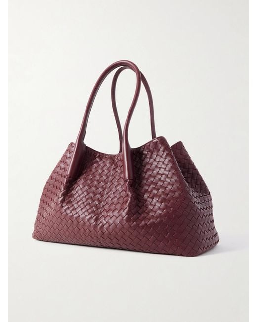 Bottega Veneta Pinacoteca Medium Intrecciato Leather Tote Bag in Red | Lyst