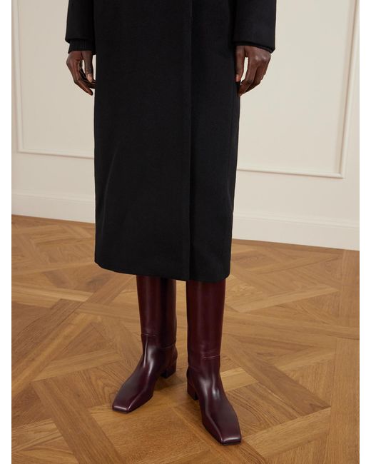 Christen Classic Square Leather Knee Boots in Red | Lyst