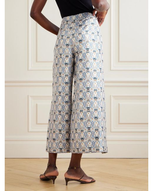 Loro Piana Maynard Cropped Layered Printed Silk-Satin Wide-Leg Pants in ...