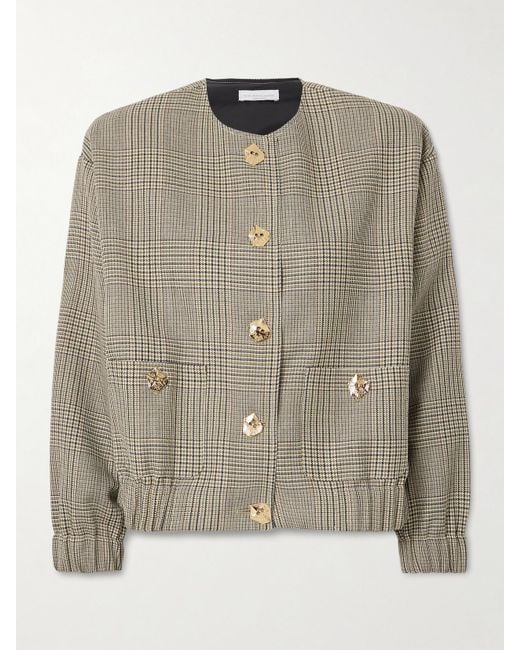 Violante Nessi Kelly Houndstooth Wool Bomber Jacket in Natural | Lyst UK