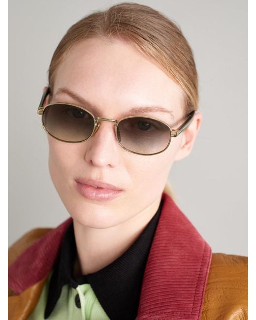 Prada Oval-Frame-Tone Sunglasses in Metallic | Lyst