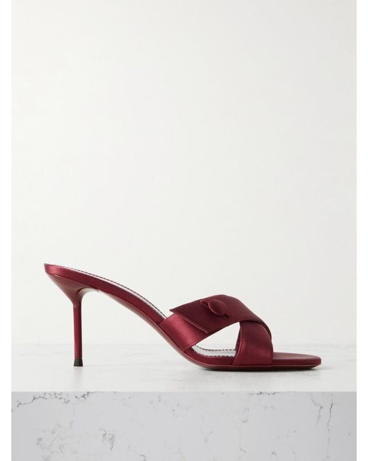 Paris Texas Lidia Satin Mules in Brown | Lyst