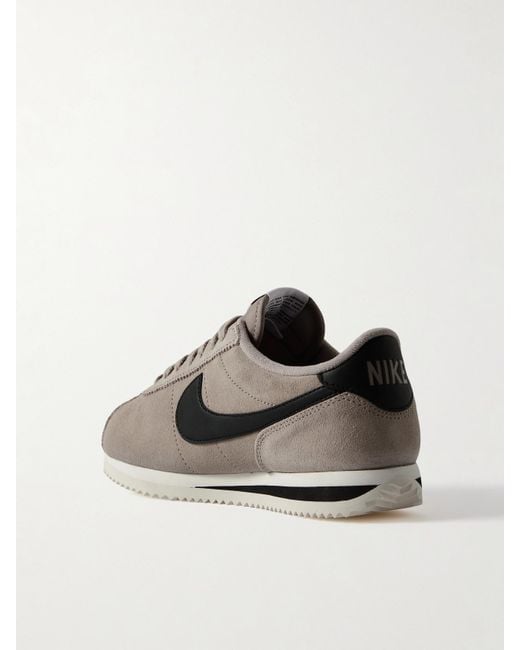 Nike Cortez Leather And Shell-Trimmed Suede Sneakers in Gray | Lyst