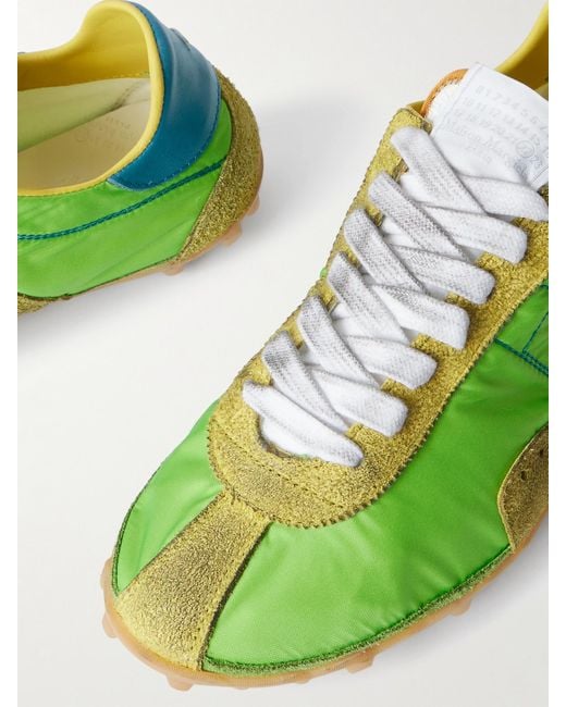 Maison Margiela Sprinter Leather And Brushed Suede-Trimmed Shell ...