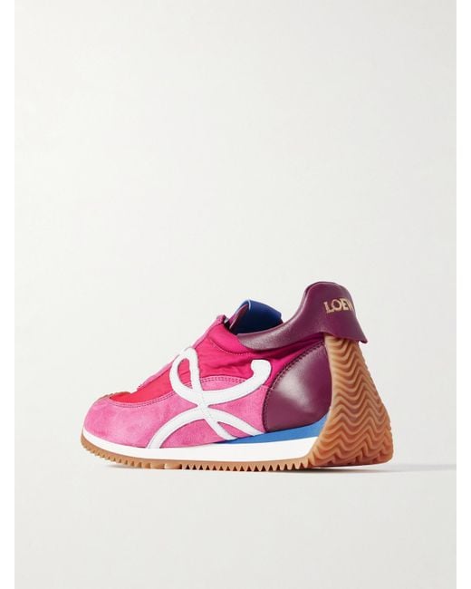 Loewe Flow Runner 2.0 Leather-Trimmed Shell And Suede Sneakers in Pink ...