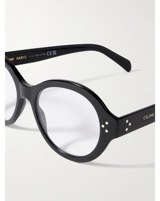 Celine Round-Frame Acetate Optical Glasses in Black | Lyst