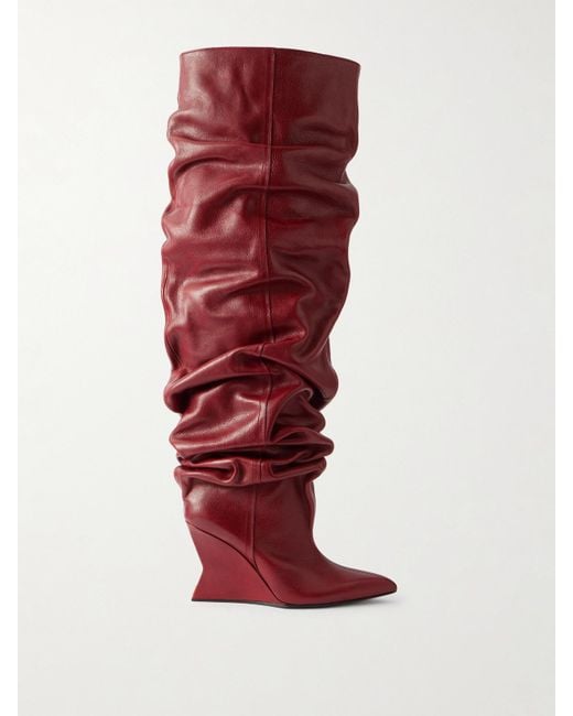Balmain Textured-Leather Over-The-Knee Boots | Lyst UK