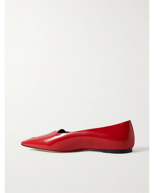 The Row Viv Glossed-Leather Ballet Flats in Red | Lyst