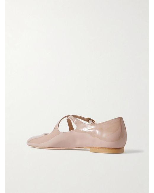 Stuart Weitzman Clem Patent-Leather Mary Jane Ballet Flats in Pink | Lyst