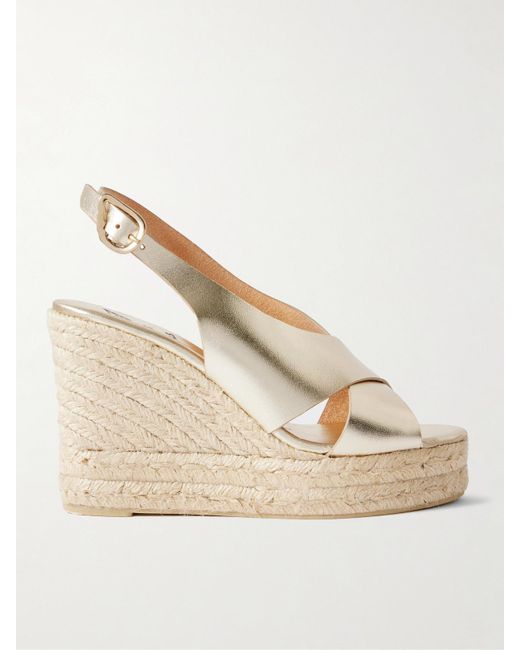 Ancient Greek Sandals Maria Metallic Leather Espadrille Wedge Sandals ...