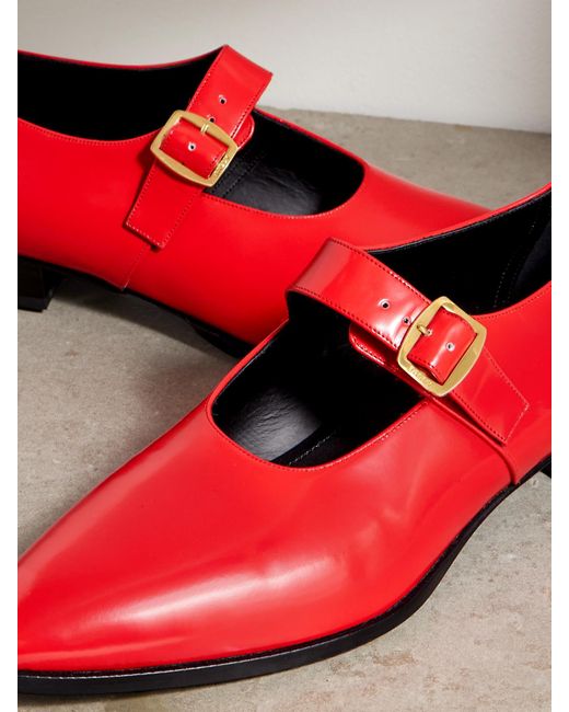 Bally Gerwin Glossed-Leather Mary Jane Flats in Red | Lyst