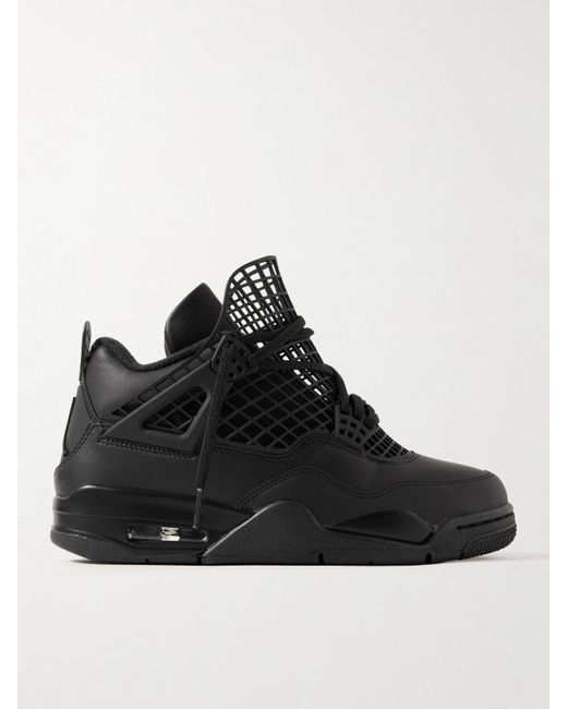 Nike Air Jordan 4 Net Cutout Rubber-Trimmed Leather High-Top Sneakers ...