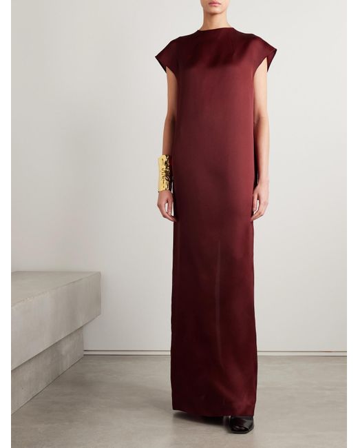 Khaite Lohan Silk-Gazar Maxi Dress in Red | Lyst