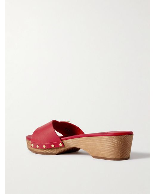 Ancient Greek Sandals Omonia Studded Leather Clogs in Red | Lyst