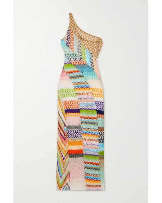 Missoni Mare One-shoulder Paneled Metallic Crochet-knit Maxi Dress | Lyst Missoni Mare One-shoulder Paneled Metallic Crochet-knit Maxi Dress | Lyst