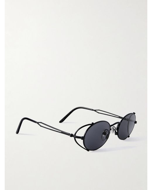 Jean Paul Gaultier Arceau Oval-Frame Metal Sunglasses in Black | Lyst