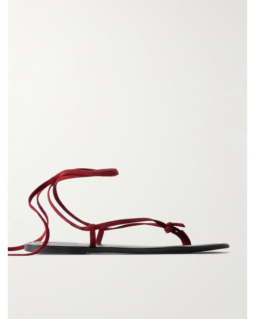 The Row Suede Sandals in Red | Lyst