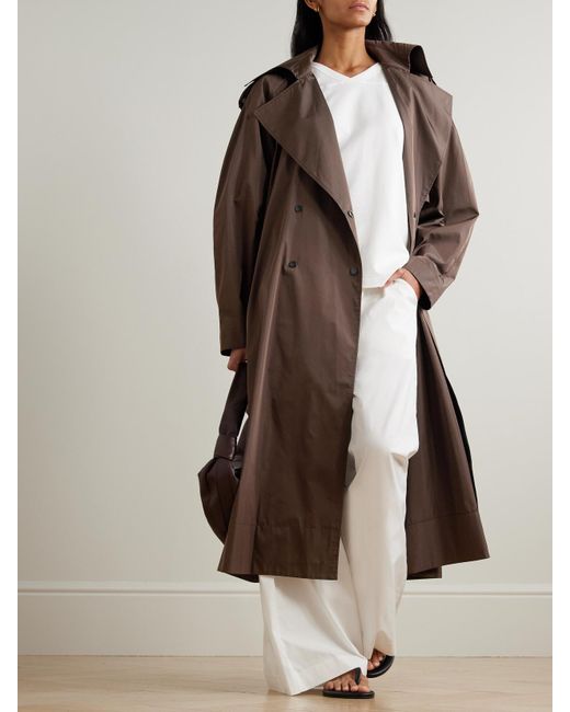 St. Agni Double-Breasted Recycled-Taffeta Trench Coat in Brown | Lyst UK