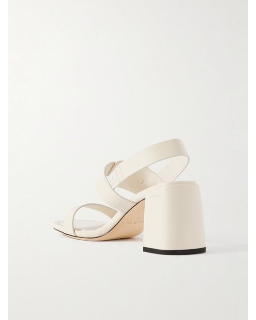 Jimmy Choo Hawke 70 Embellished Leather Slingback Sandals in White | Lyst