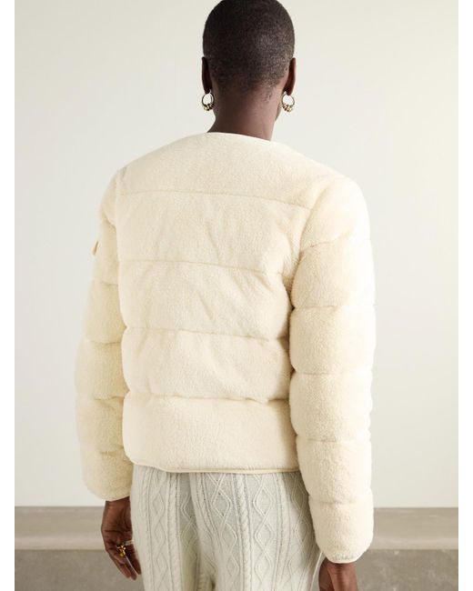 Moncler Shell-Trimmed Quilted Cotton-Fleece Down Jacket in Natural | Lyst