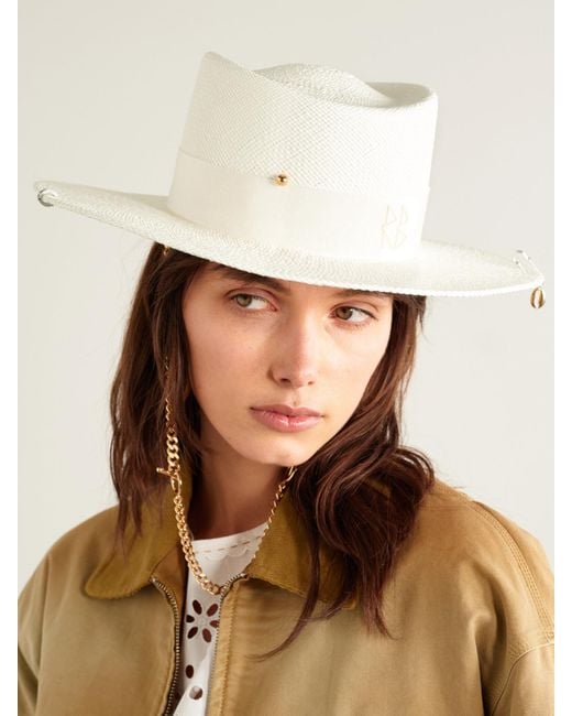 Ruslan Baginskiy Gambler Grosgrain-Trimmed Embellished Straw Hat in ...
