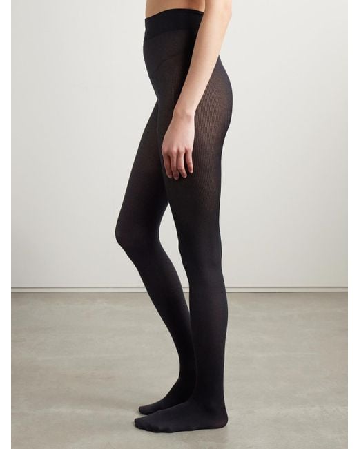 Wolford Ribbed-Knit Tights in Black | Lyst