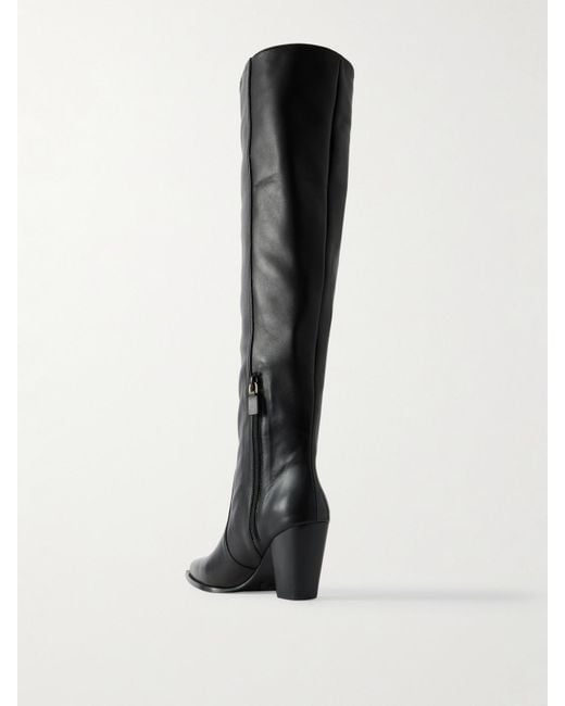 Stuart Weitzman Jolene Leather Knee Boots in Black | Lyst