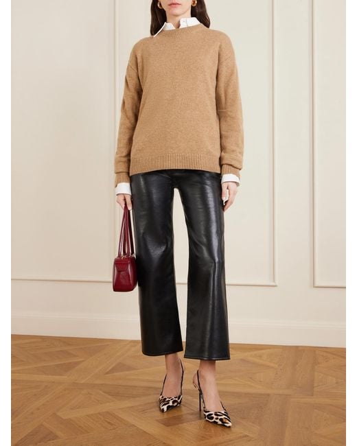 Paris Texas Lidia Leather-Trimmed Leopard-Print Calf-Hair Slingback ...