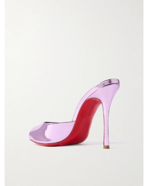 Christian Louboutin Me Dolly 100 Metallic Patent-Leather Mules in Pink ...